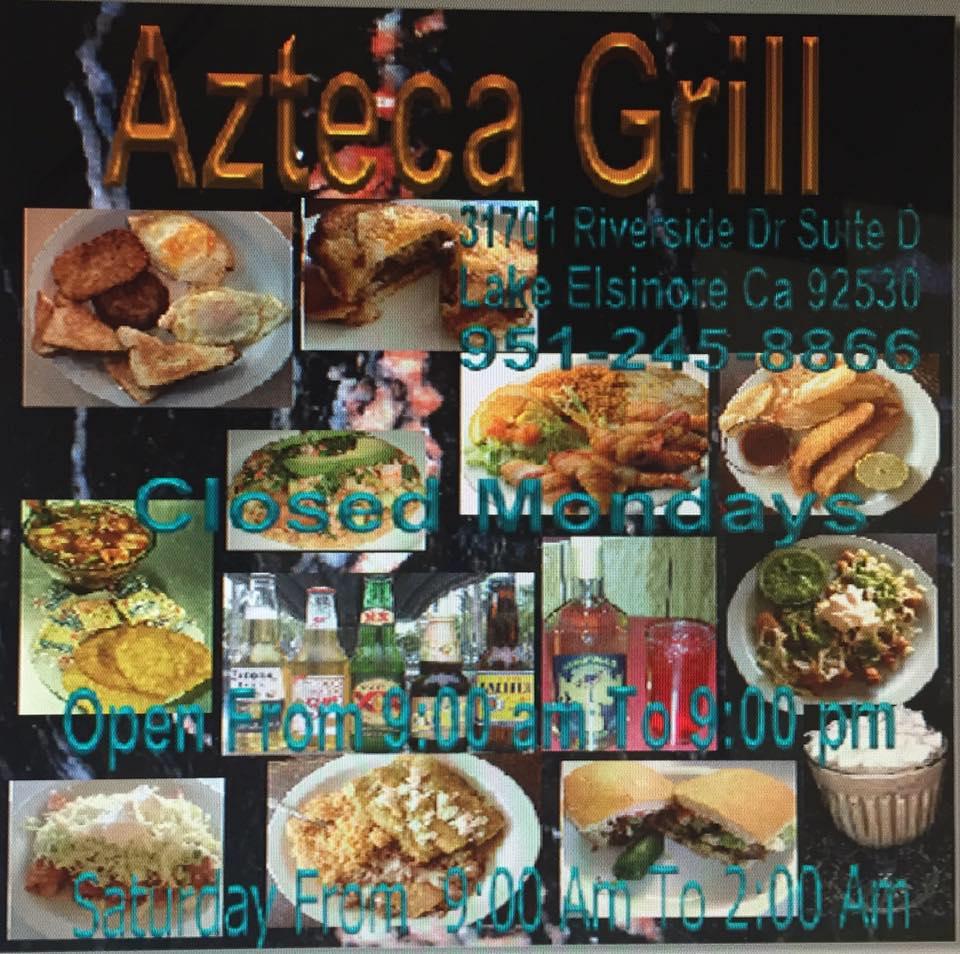 Menu at Azteca Grill restaurant, Lake Elsinore, Riverside Dr Ste D