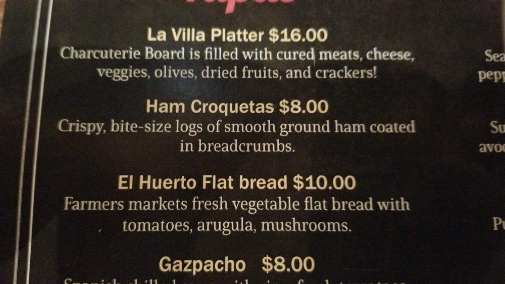 Menu at La Villa pub & bar, Fort Lauderdale