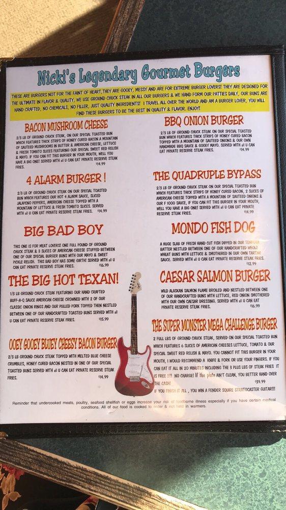 Menu at Nicki's Bella Marina restaurant, Bellingham