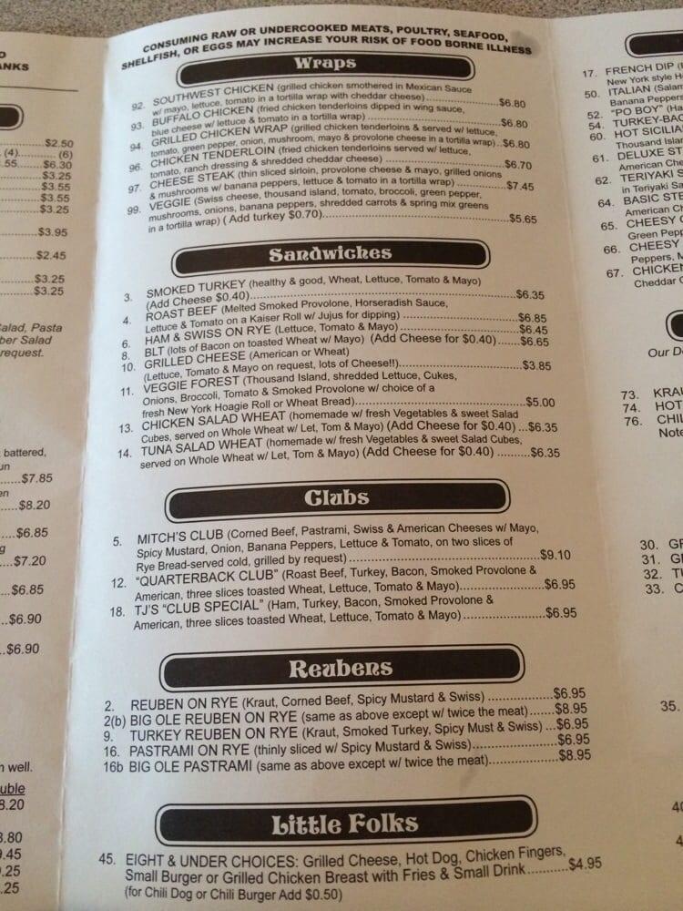 Menu at TJ's Deli & Grill restaurant, Winston-Salem, 5017 Country Club Rd