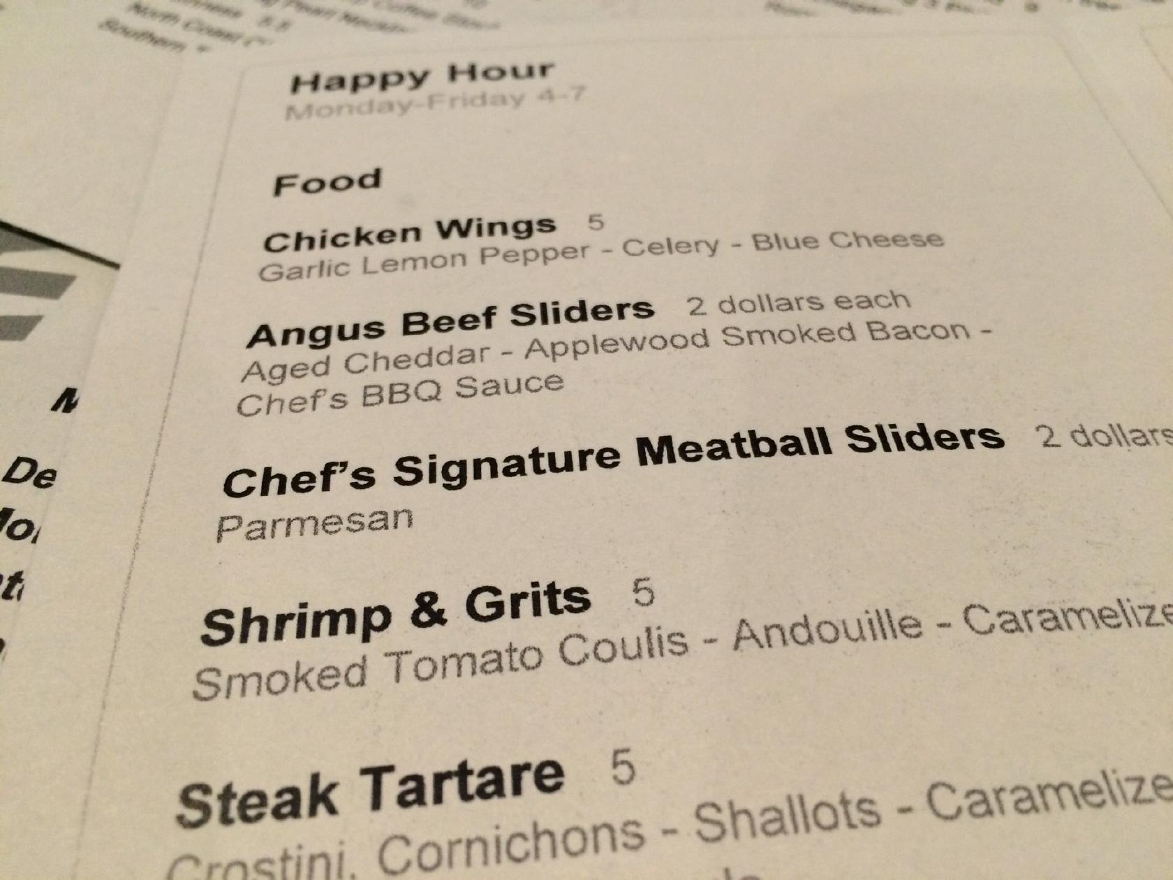 Menu at Barrel & Crow, Bethesda