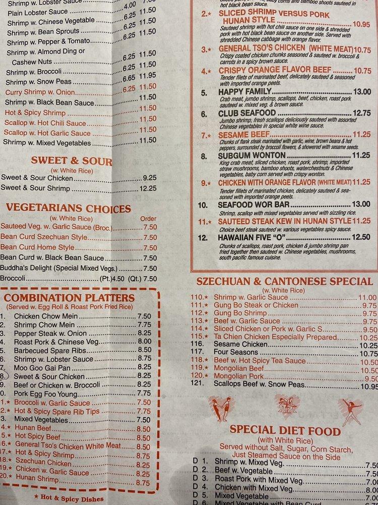 Carta del restaurante Chef King, Atlantic City, Arctic Ave