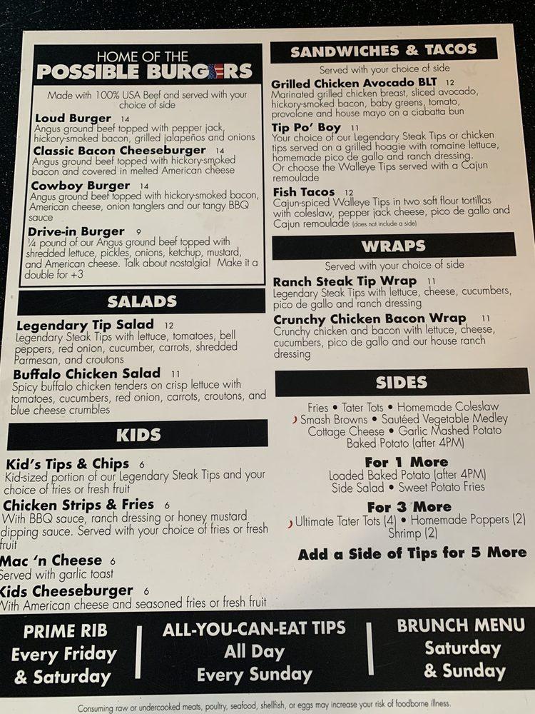 America Roadhouse Menu