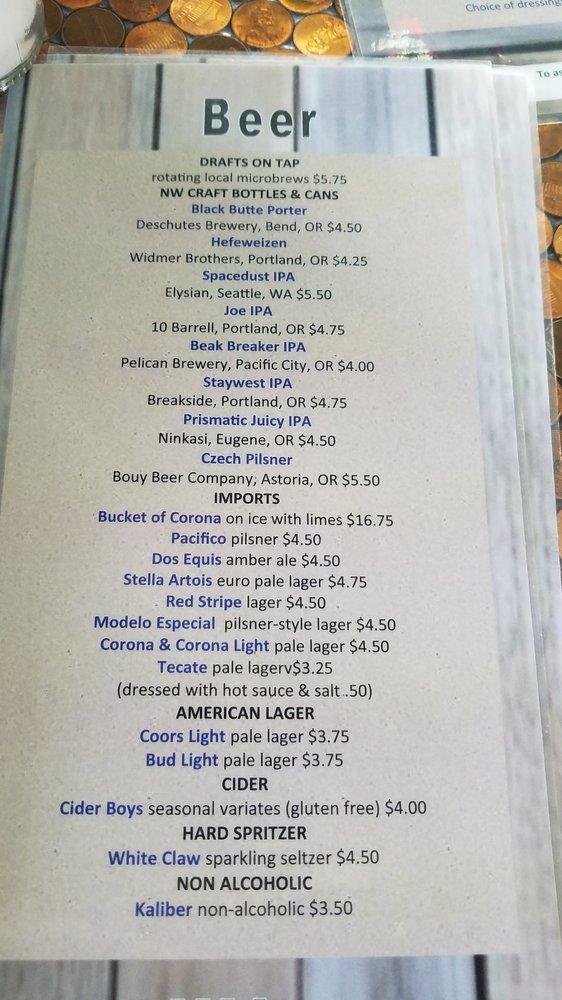 Menu at Puffin Cafe, Washougal