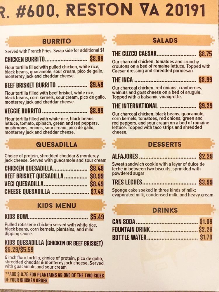 Menu at Super Chicken restaurant, Reston