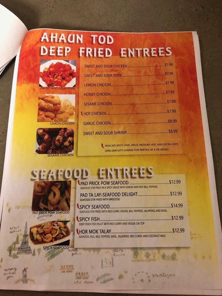 Menu at Thai City restaurant, Levelland