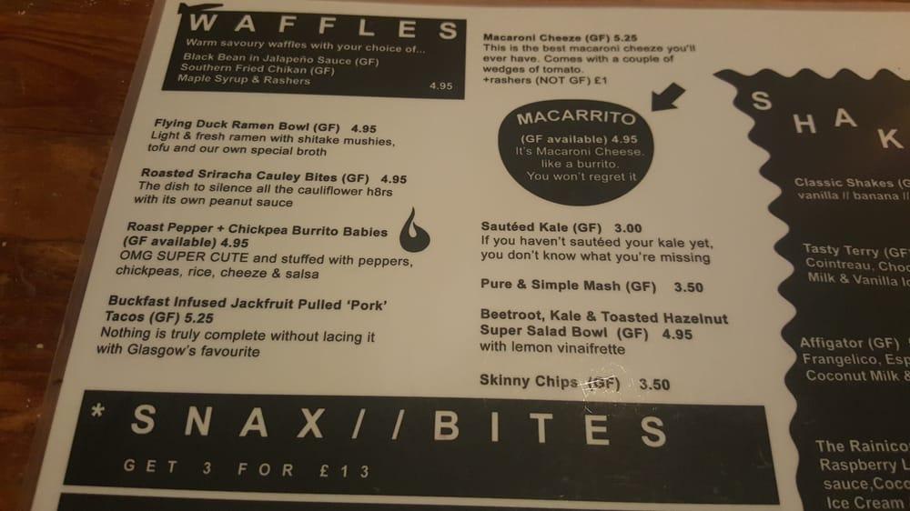 Menu at The Flying Duck pub & bar, Glasgow