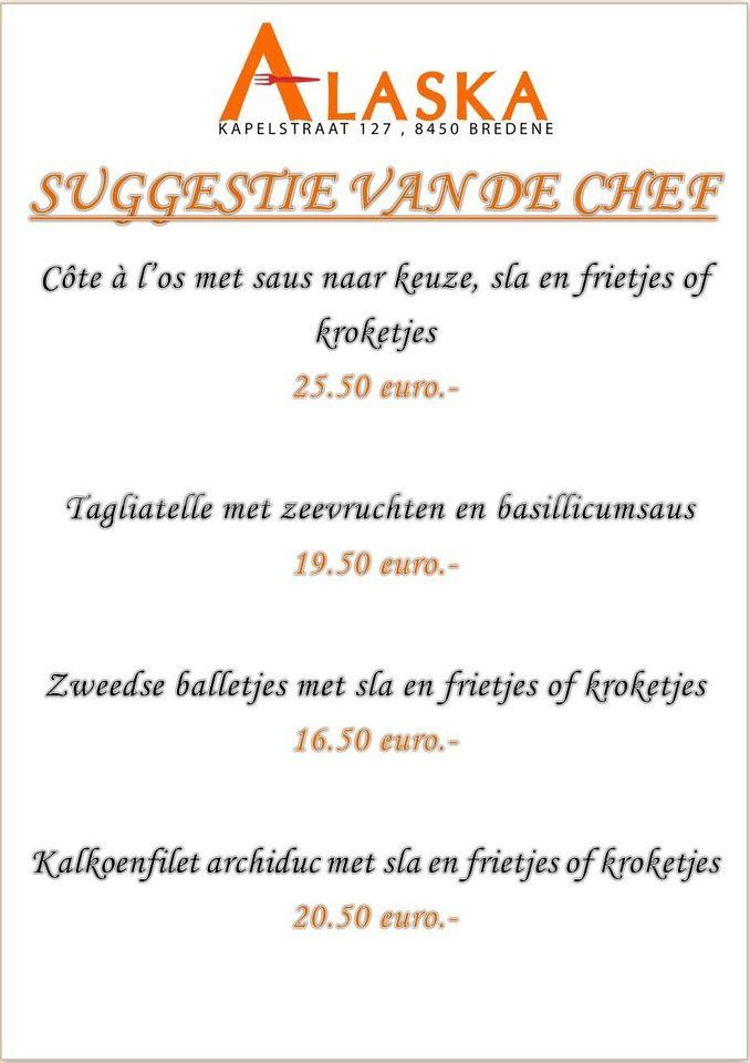 Menu at Alaska, Bredene