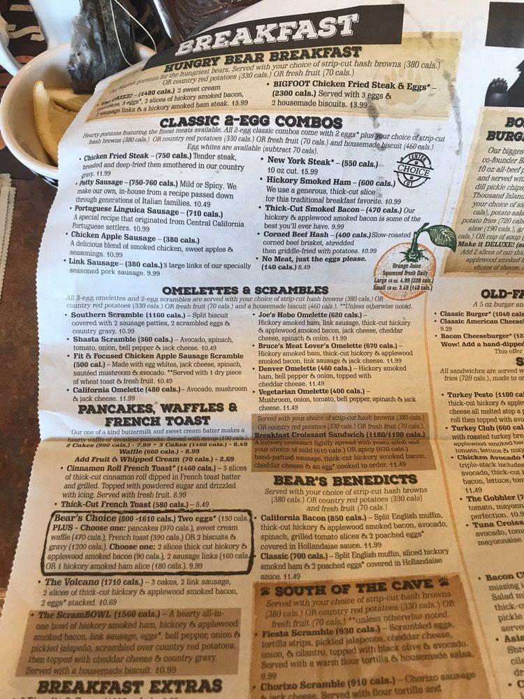 Menu at Black Bear Diner restaurant, Fountain, Mesa Ridge Pkwy