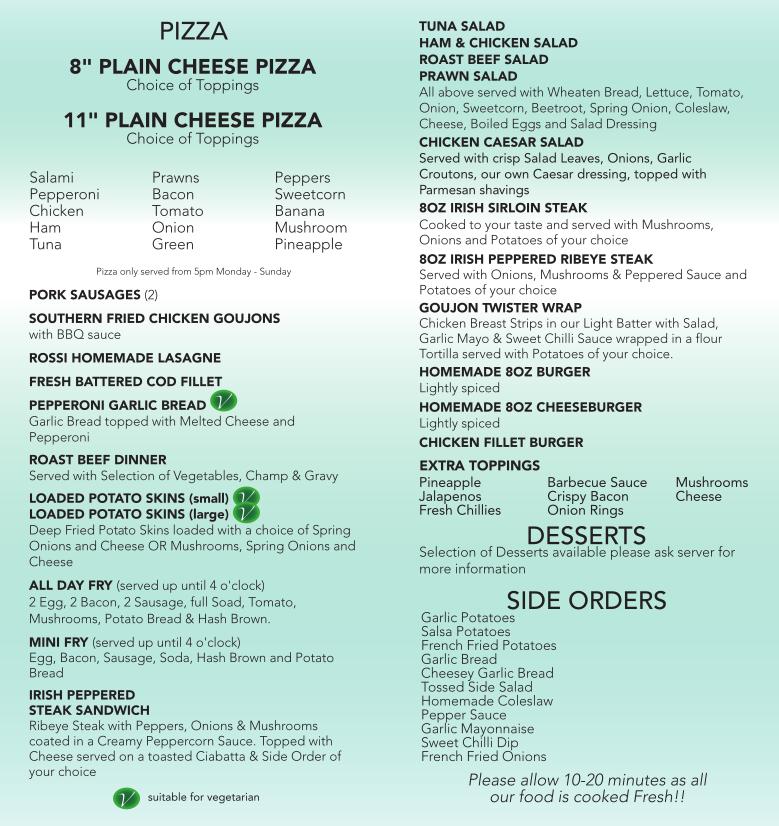 Menu at Café Rossi cafe, Ballynahinch
