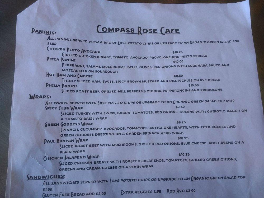 Carta de Compass Rose Cafe, Brookings