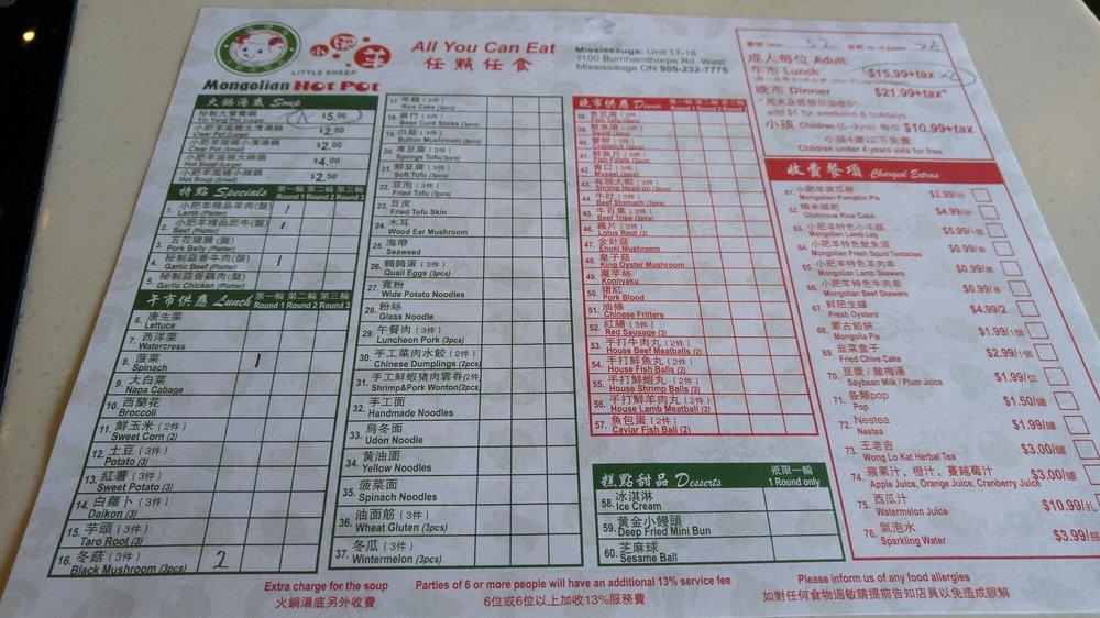 Menu at Happy Lamb Hot Pot, Mississauga restaurant, Mississauga ...