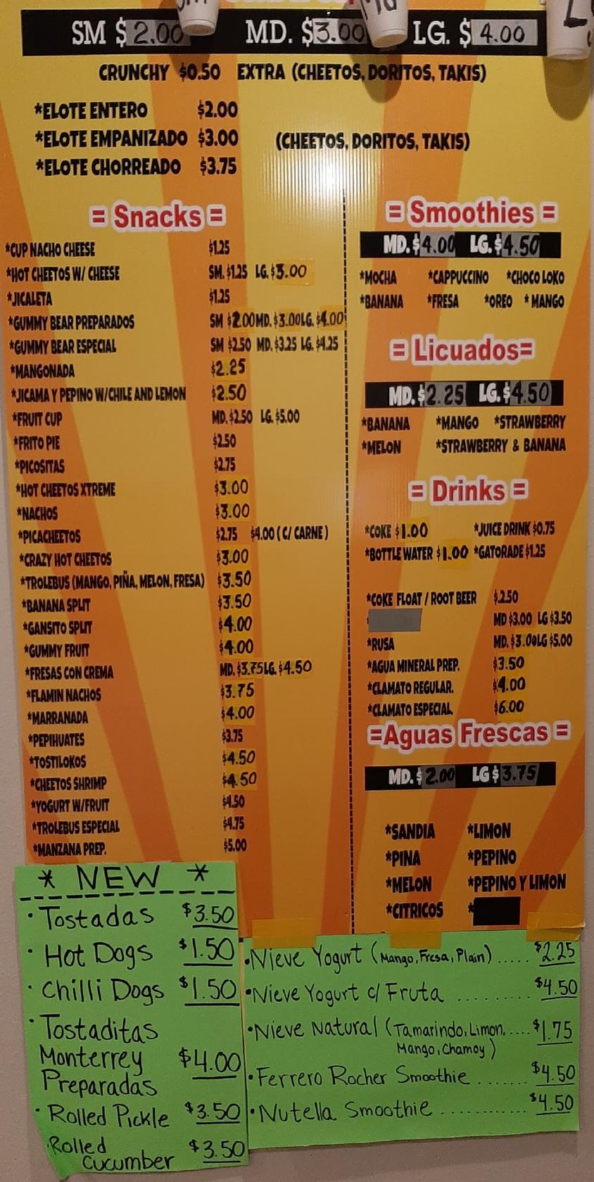 Menu at Jackie’s Snowcone pub & bar, Alton