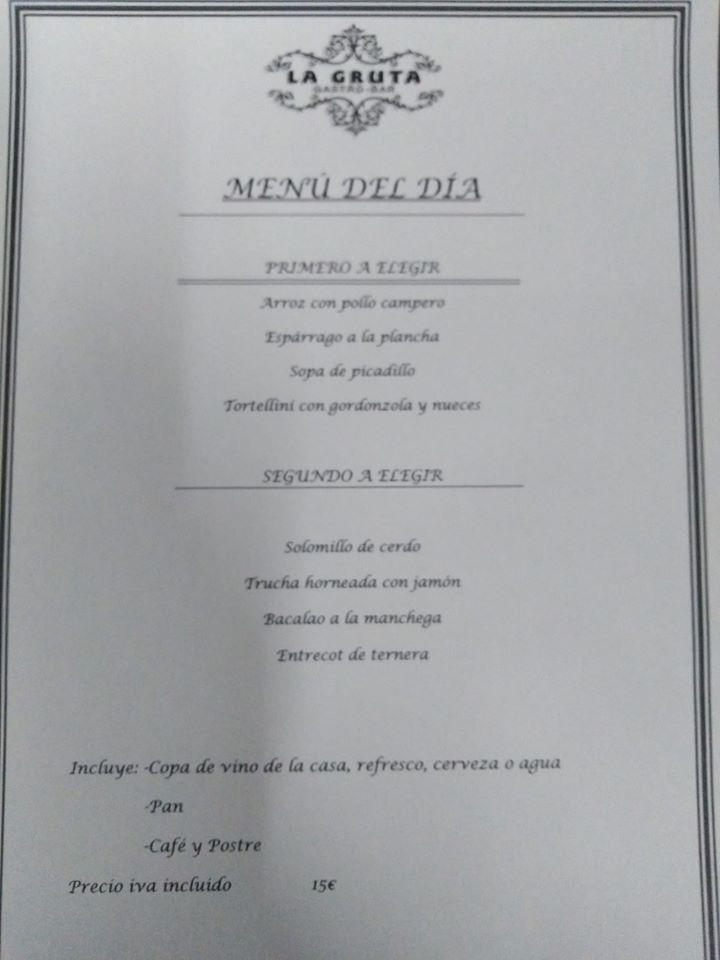 Carta de La Gruta Gastro - Bar, Ciudad Real