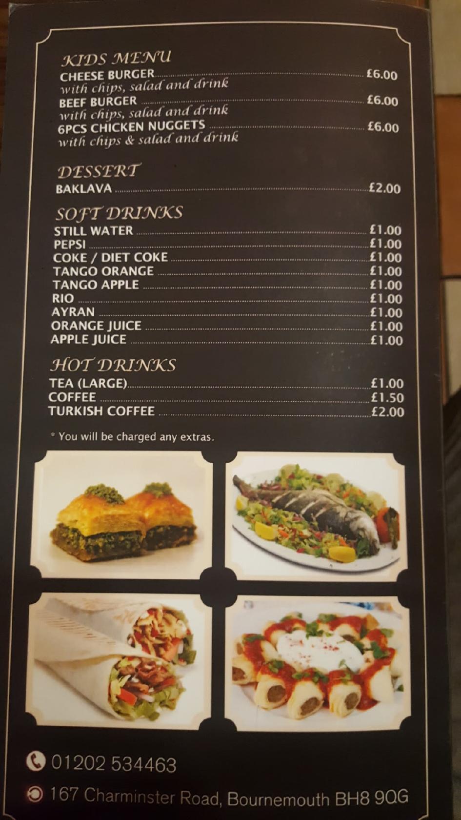 Menu at Pasa Restaurant, Bournemouth