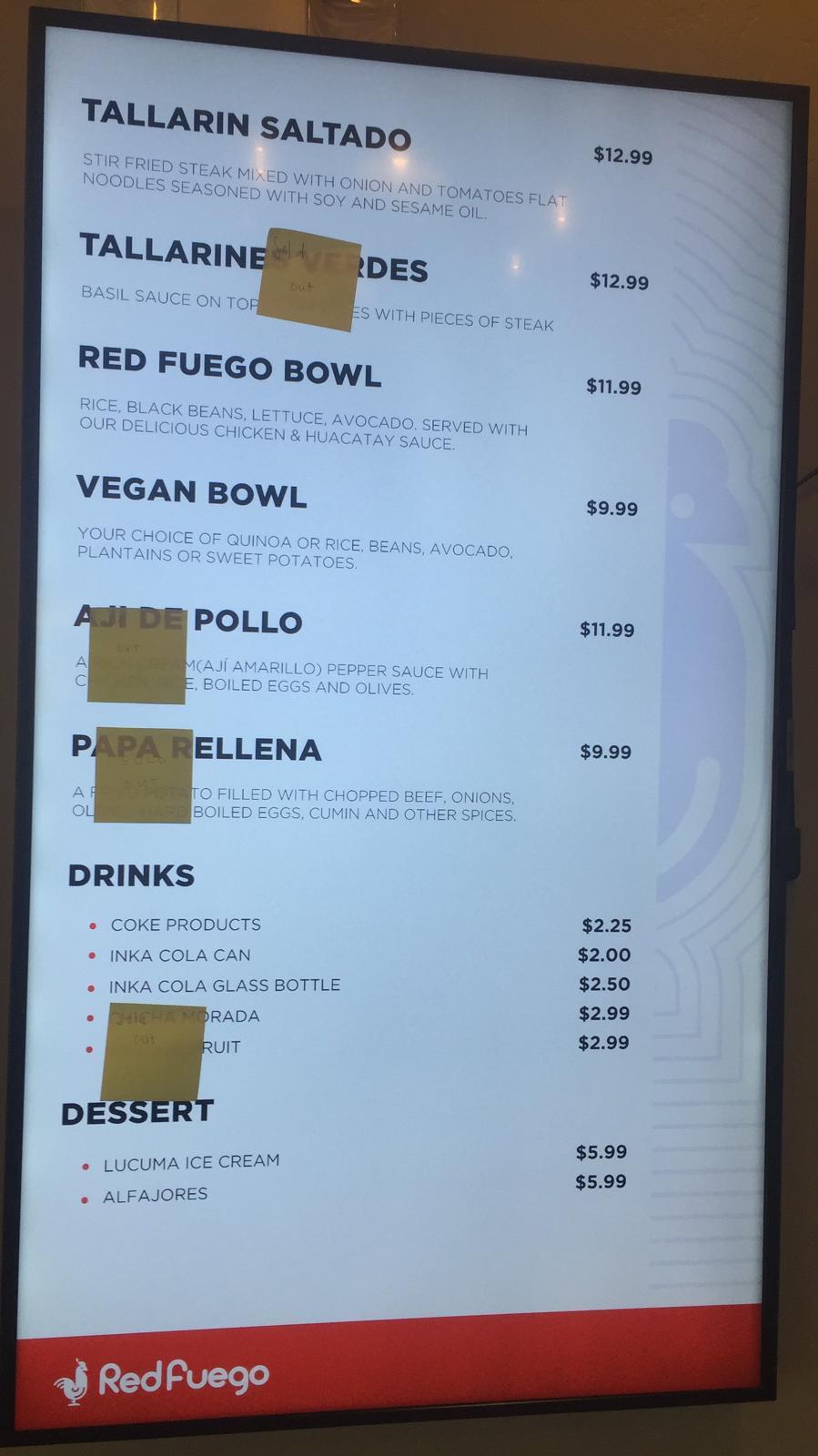 Menu at Red Fuego restaurant, Lehi