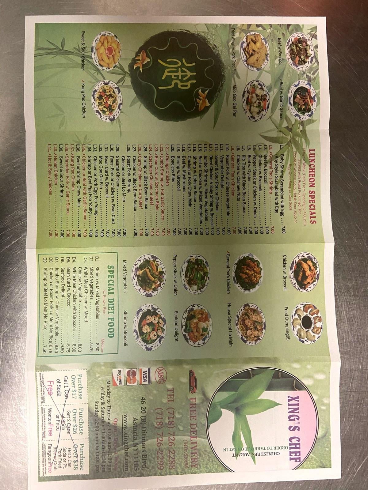 Menu at Xing's Chef restaurant, New York City, 46-20(B
