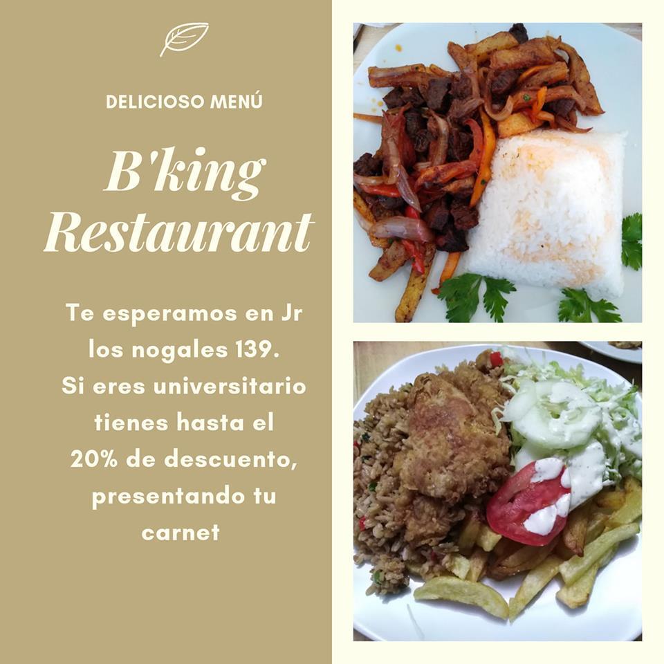 Menu at B'king Restaurant, Cajamarca