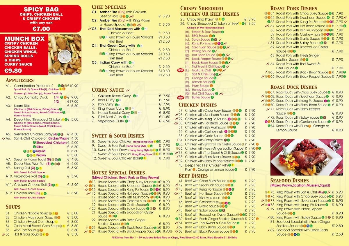Menu at Great Wall Chinese Restaurant, Cloyne