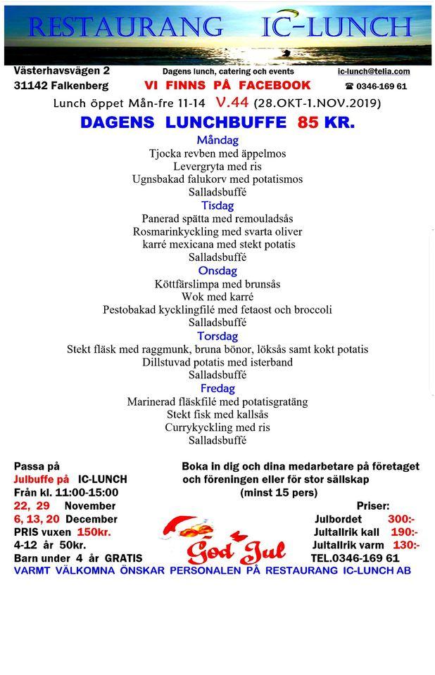 Menu at IC - Lunch restaurant, Falkenberg