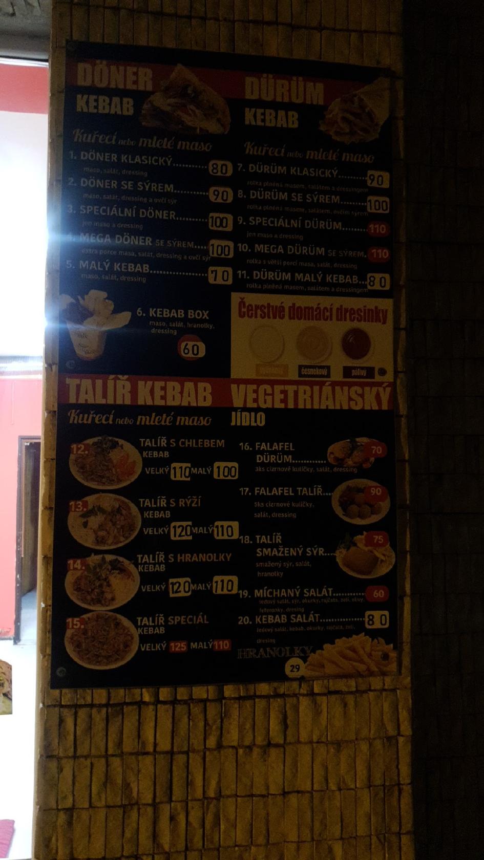 Menu at KEBAB HOUSE BÍLINA restaurant, Bílina