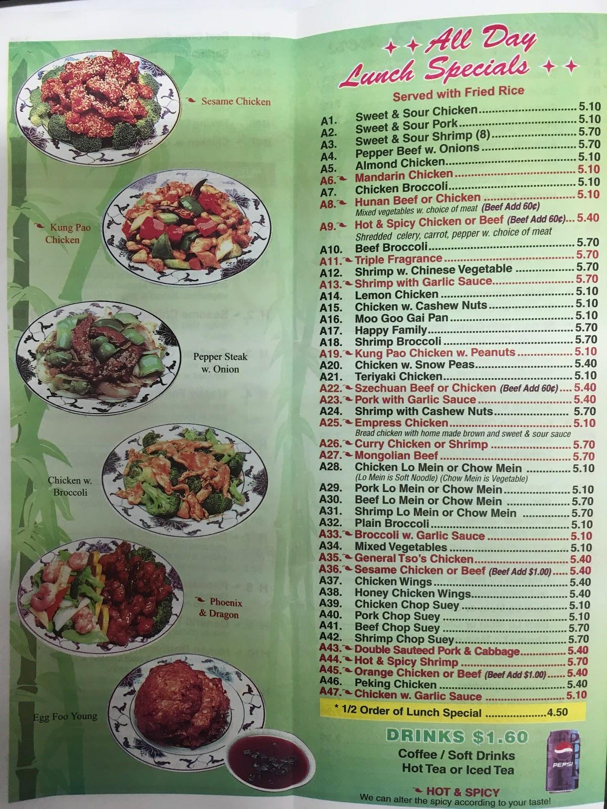 Menu at Lin Cuisine restaurant, Cushing, 801 N Little Ave