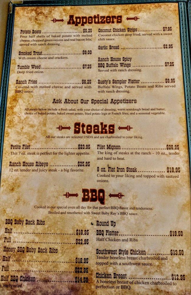 Menu at Rusty's Ranch House BBQ, Cedar City, UT-14