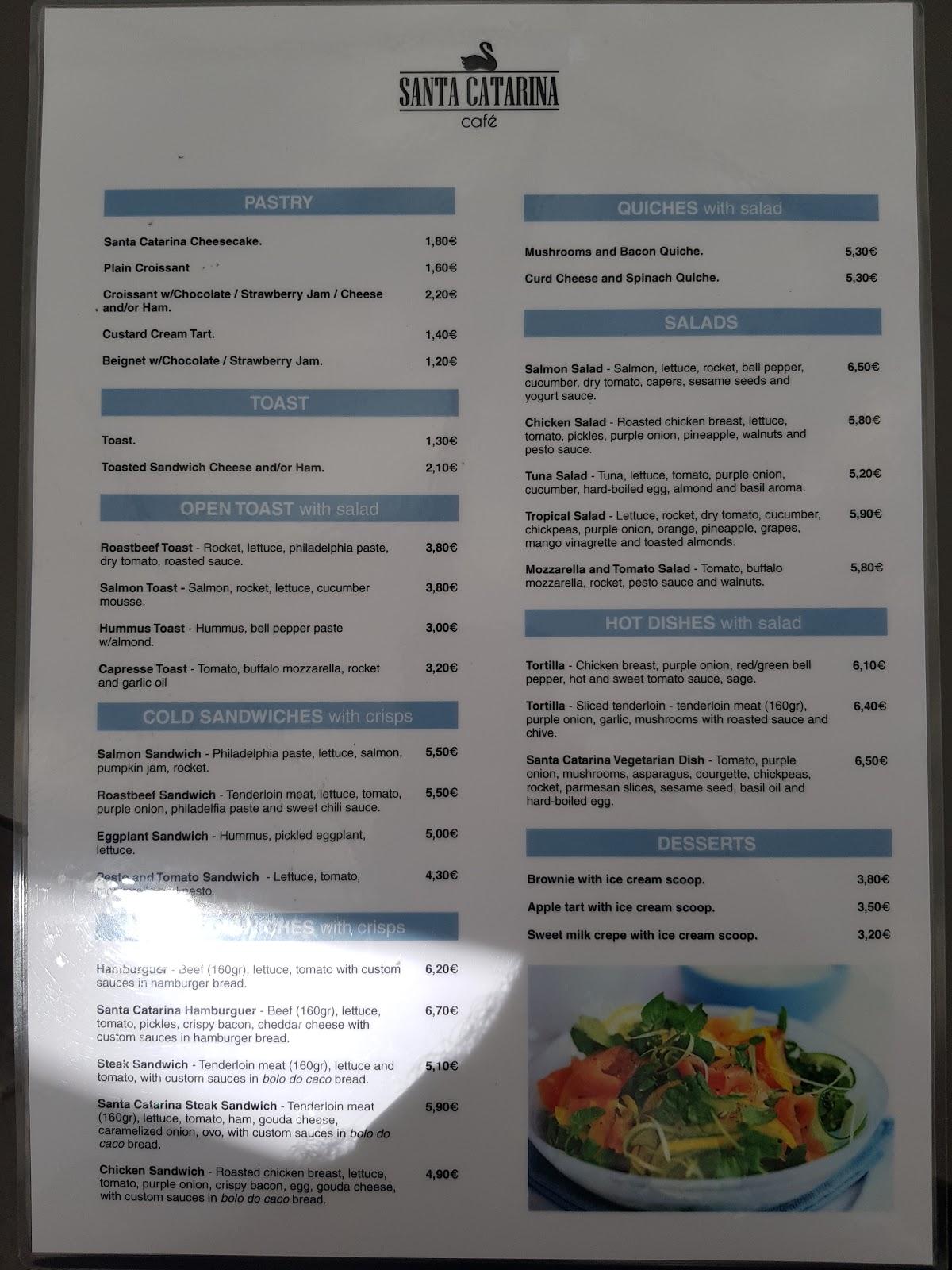 Menu at Santa Catarina Café, Funchal