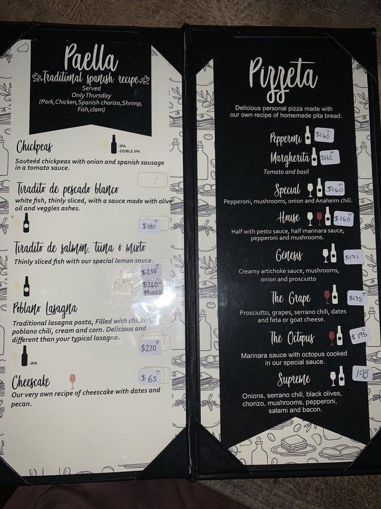 Carta del pub y bar El Tapeo, Puerto Peñasco, Bella Vista