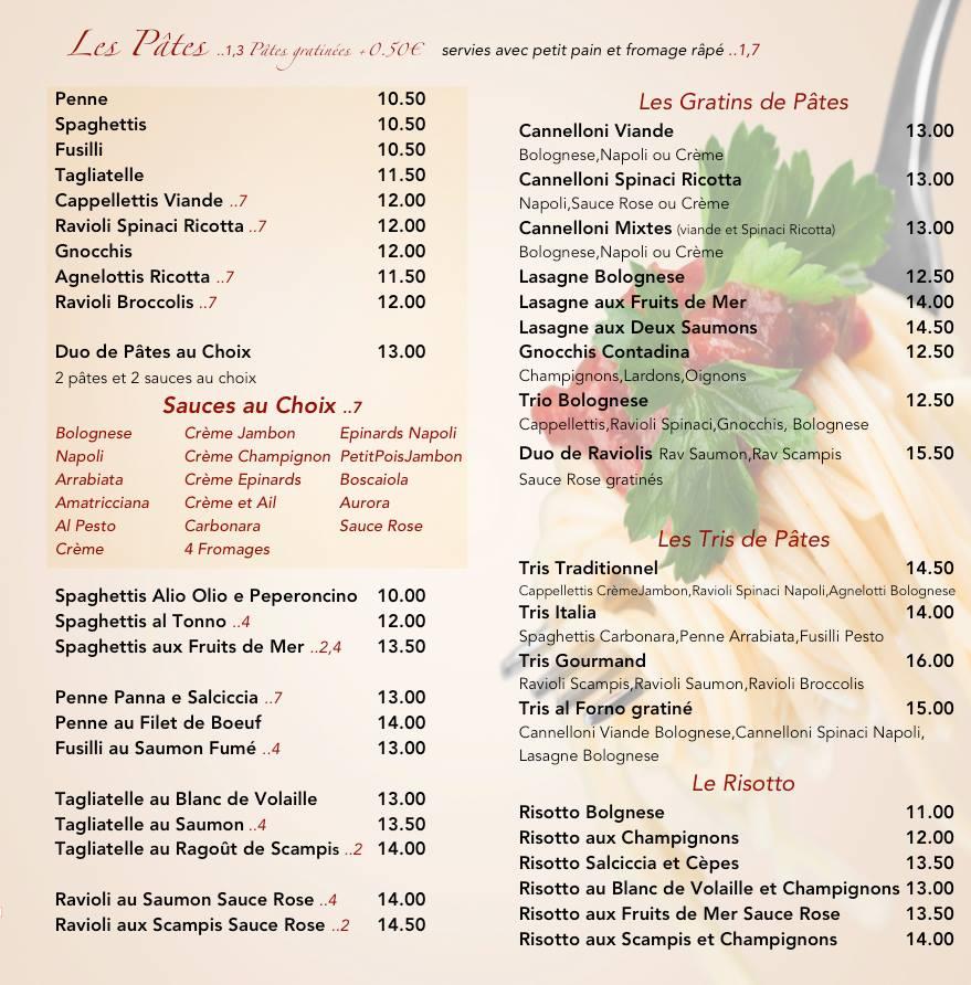 Speisekarte von Il Grano d'Oro restaurant, Esch an der Alzette