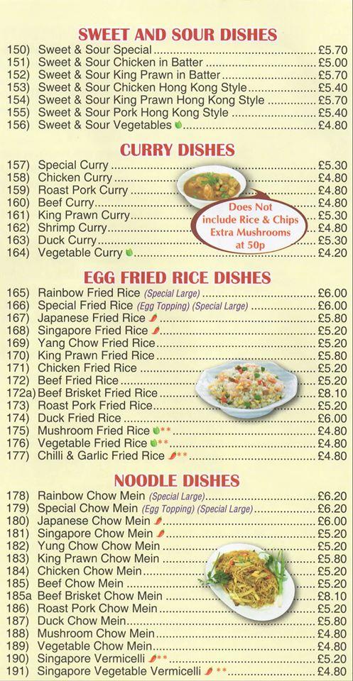 Menu at Rainbow Chinese Takeaway fast food, Market Harborough