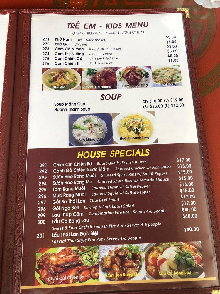 Menu at Soc Trang Asian Restaurant, D'Iberville