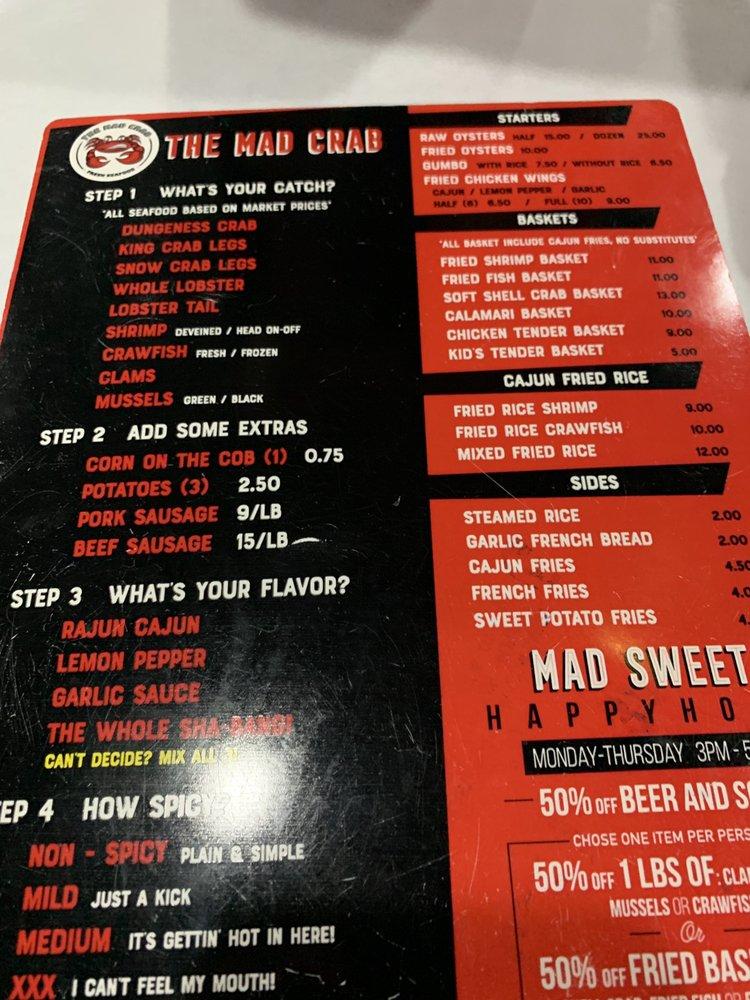 Menu at The Mad Crab restaurant, University City