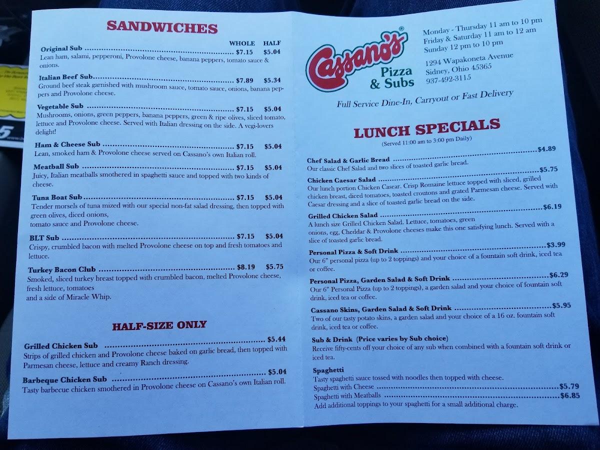 Cassano's Pizza King Urbana Menu at Kevin Blankenship blog