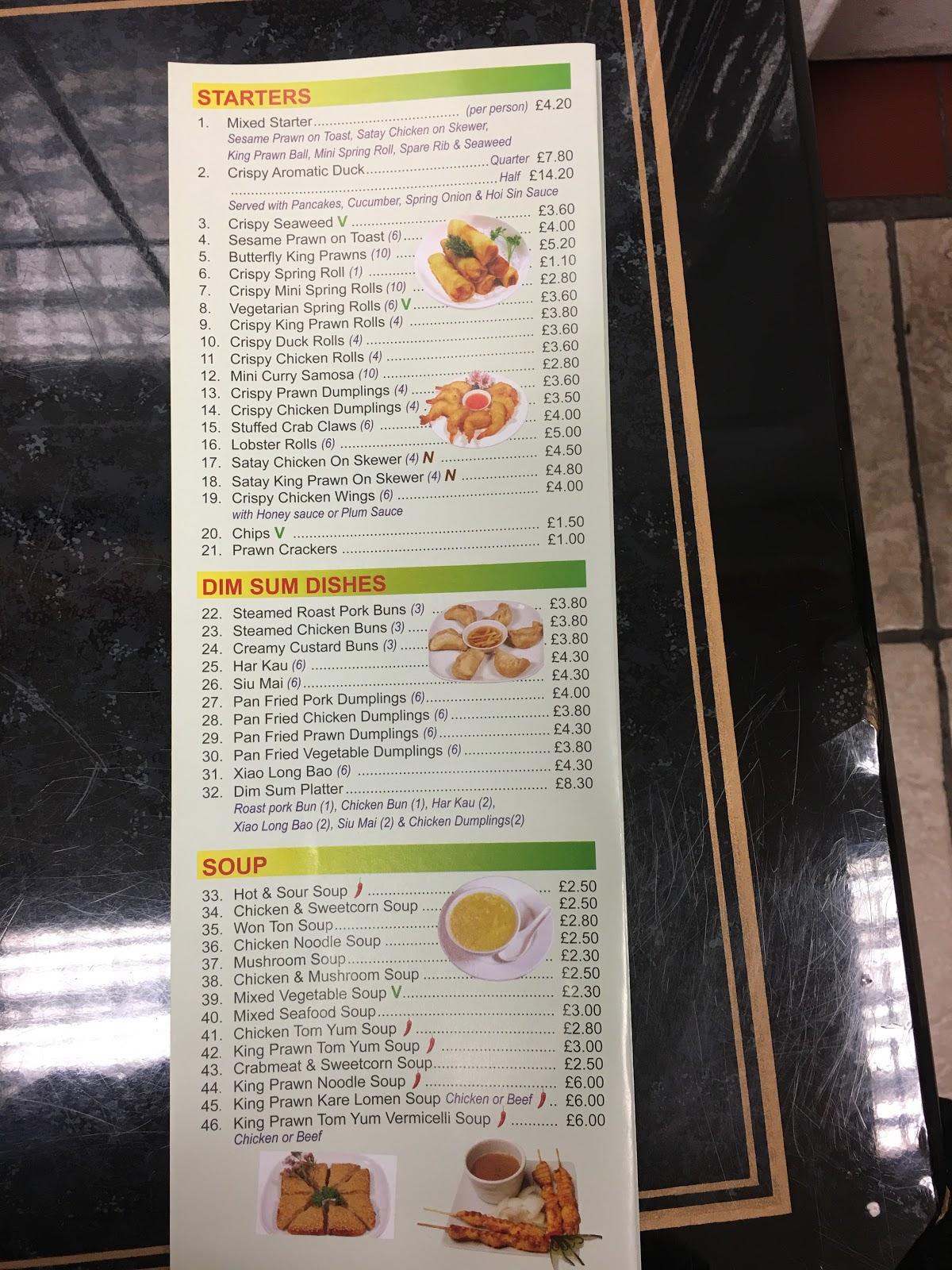 Menu at Jun Tai restaurant, London