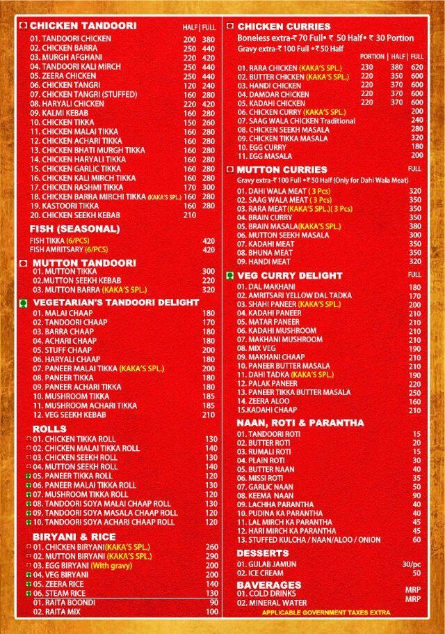 Menu at Kake Da Hotel Noida extension, Greater Noida