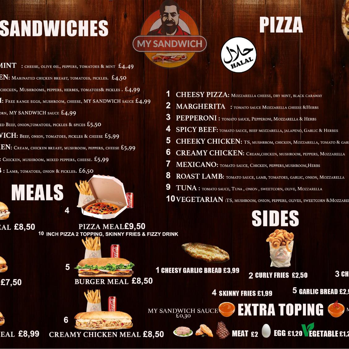 Menu at MY SANDWICH restaurant, London