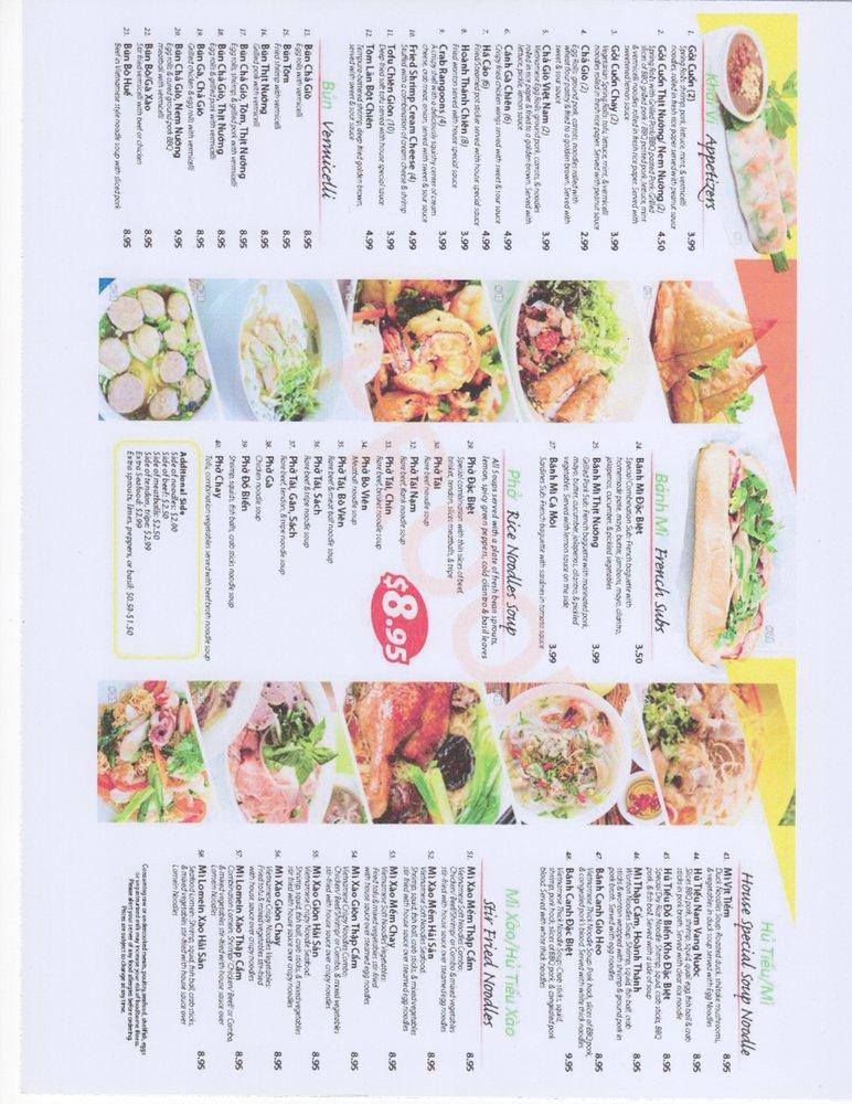 Menu at Pho 888 restaurant, Des Moines, 2nd Ave