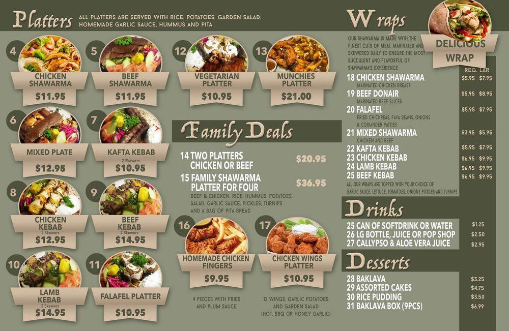 Menu at Shawarma El Mina restaurant, Kingston
