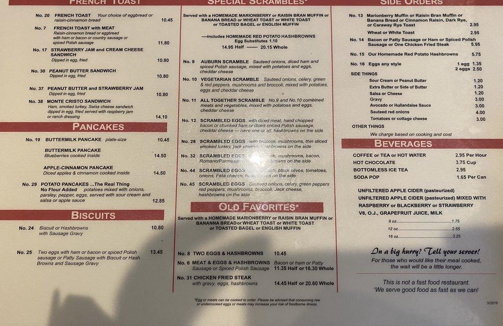Menu at Sun Break Cafe, Auburn