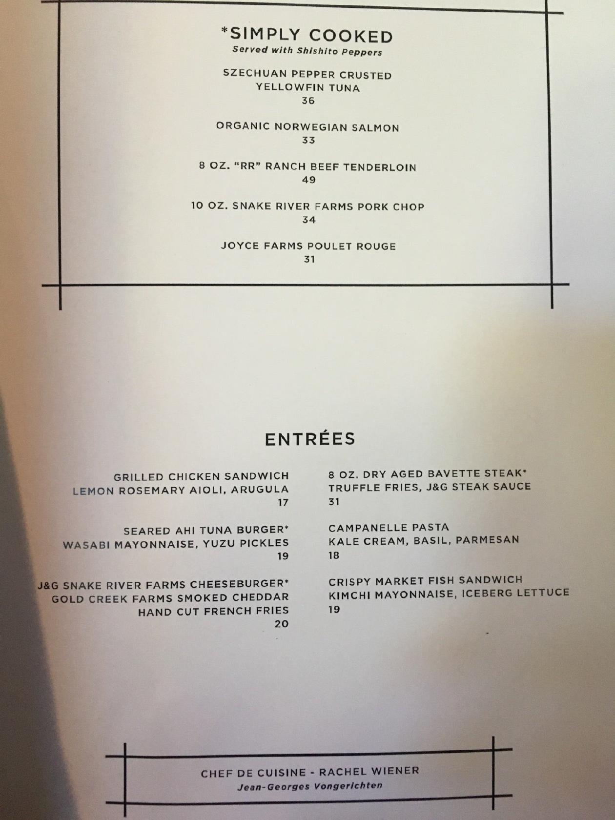 Menu at The St. Regis Bar - Deer Valley, Park City