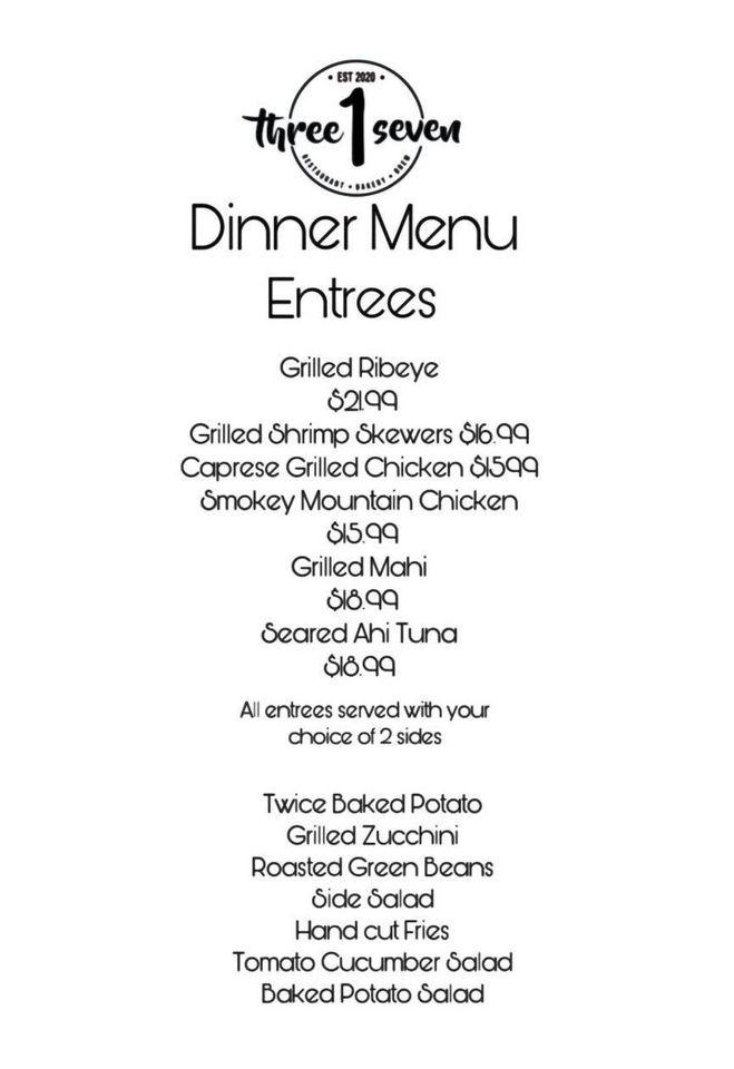 Menu at Three1Seven pub & bar, Douglas
