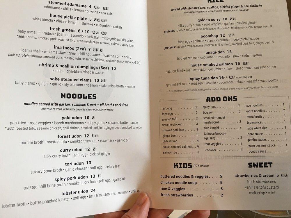 Menu at ima restaurant, Detroit, 2015 Michigan Ave