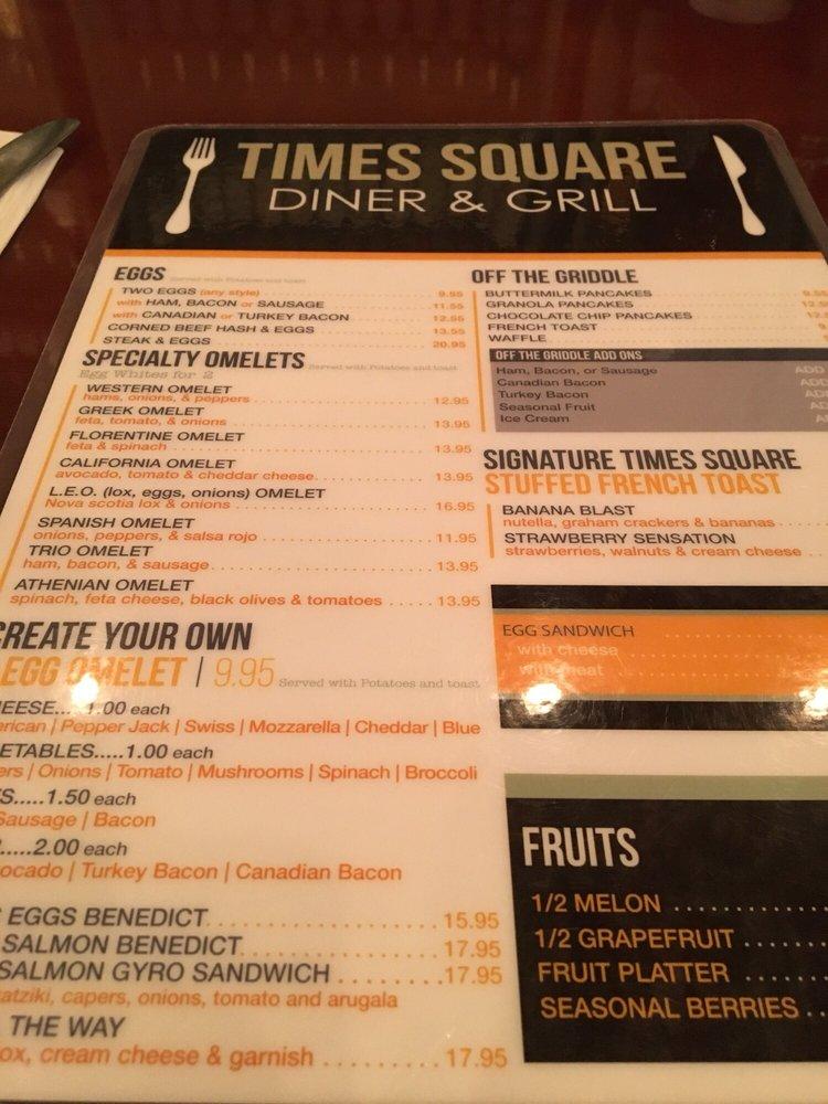 Menu at Times Square Diner & Grill restaurant, West New York