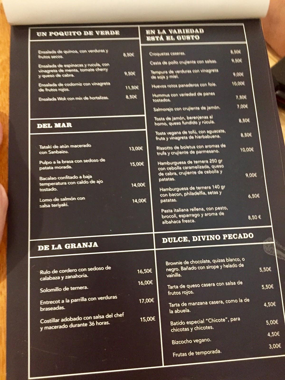 Menu at CHICOTE cocktail restaurant., Mota del Cuervo
