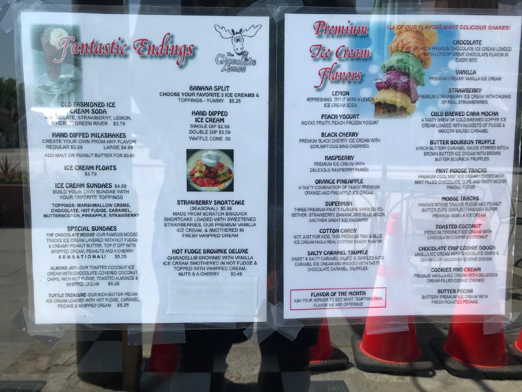 Menu at The Chocolate Moose desserts, Farmland
