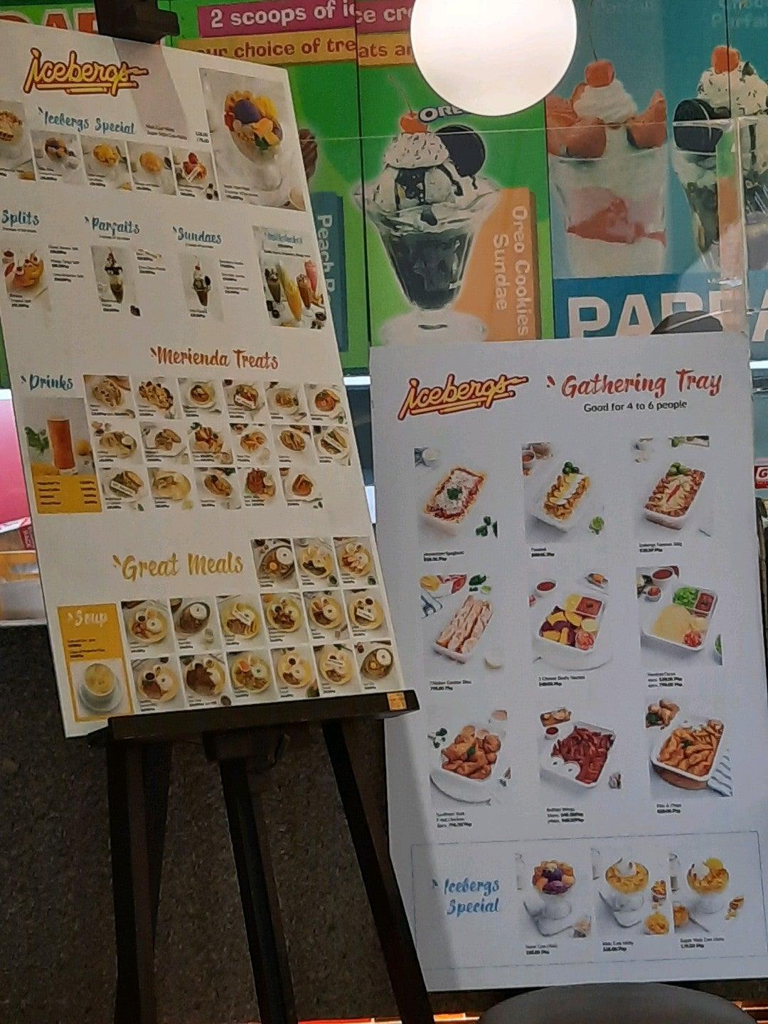 Menu at Icebergs restaurant, Pasay, Sm Mall Of Asia Complex