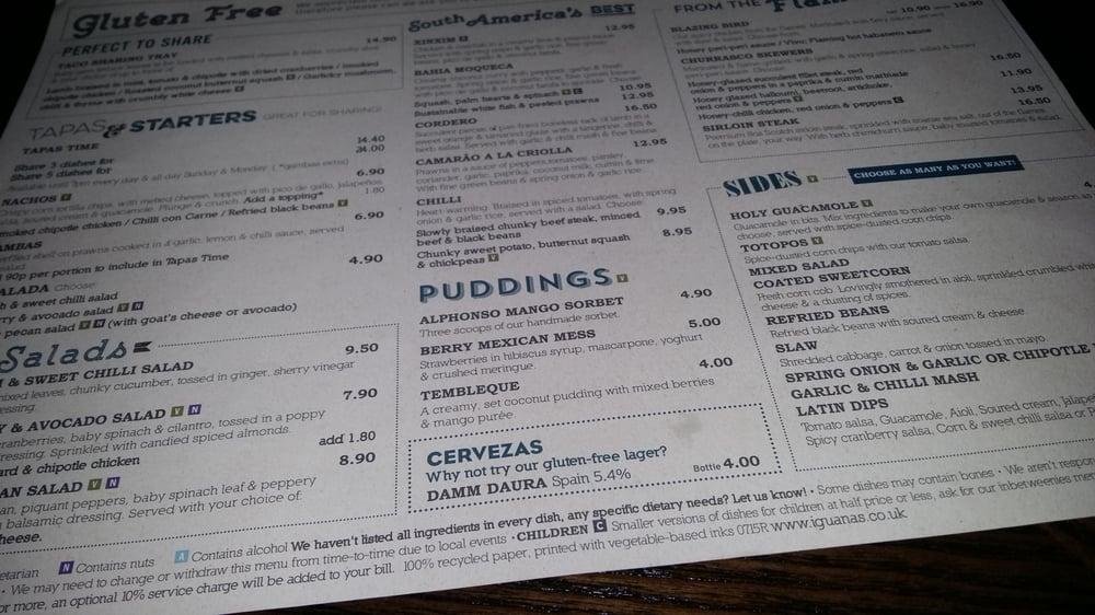 Menu at Las Iguanas - Glasgow restaurant, Glasgow