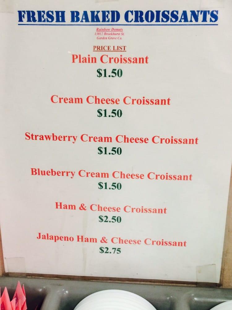 Menu at Rainbow Donuts, Garden Grove, Brookhurst St