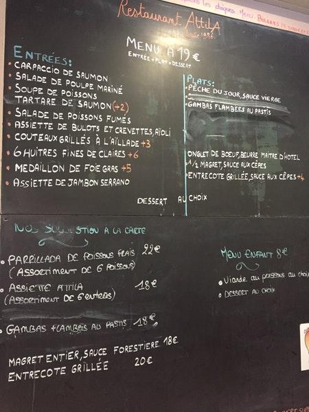Menu at Restaurant Attila, Toulouse, Marché